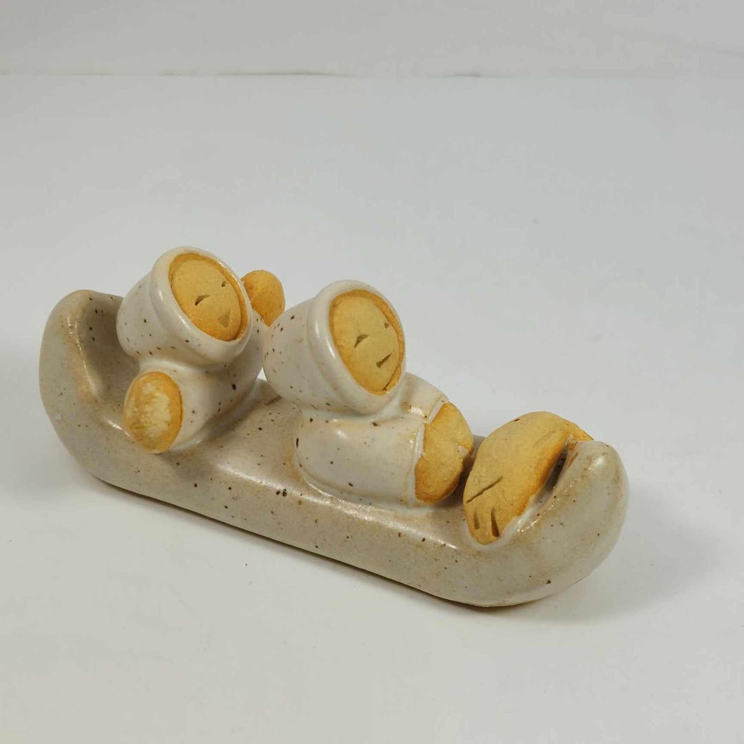 Vintage Laughing Inuit Child Fishing Small Statues, Signed - Etsy