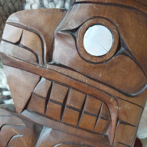 42 Inches First Nations Cedar LARGE Vintage Carving, Signed AT, British ...