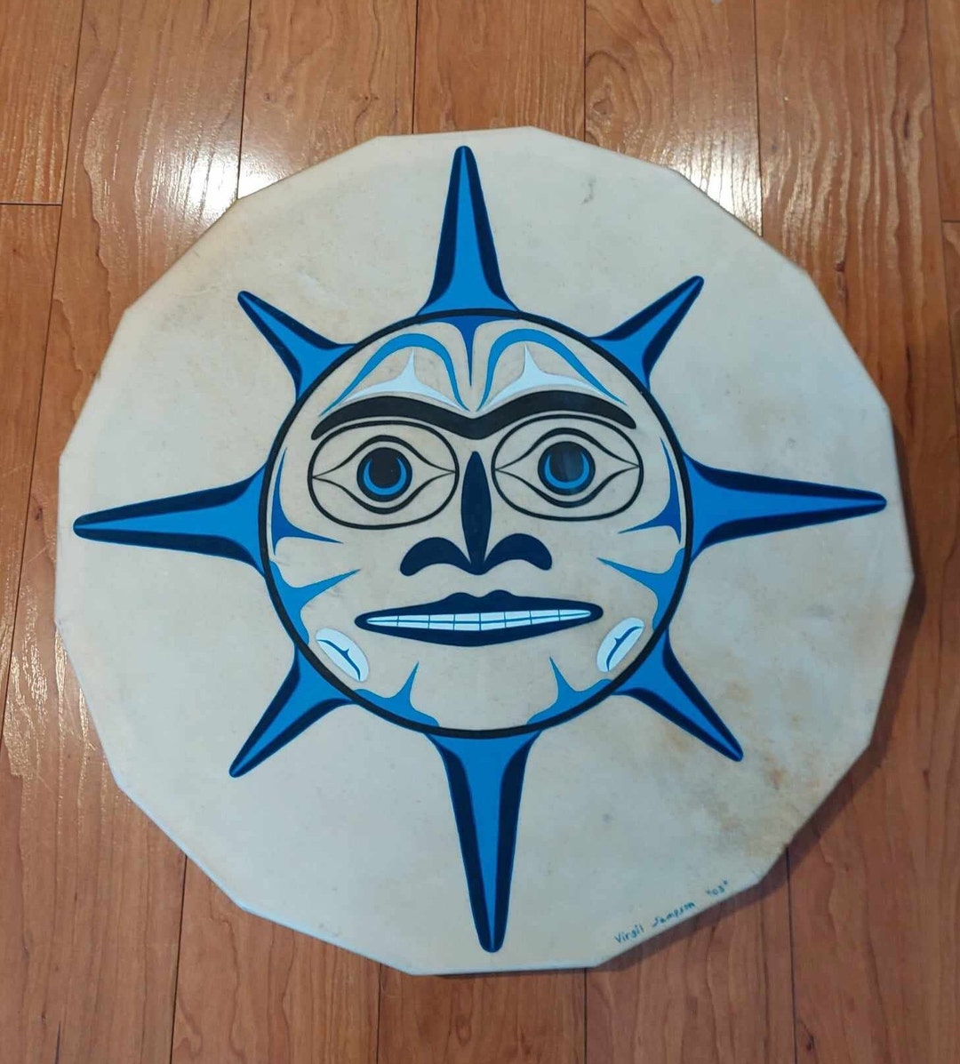 21 Inch Coast Salish Drum SIGNED Virgil Sampson, SUN DESIGN - Etsy