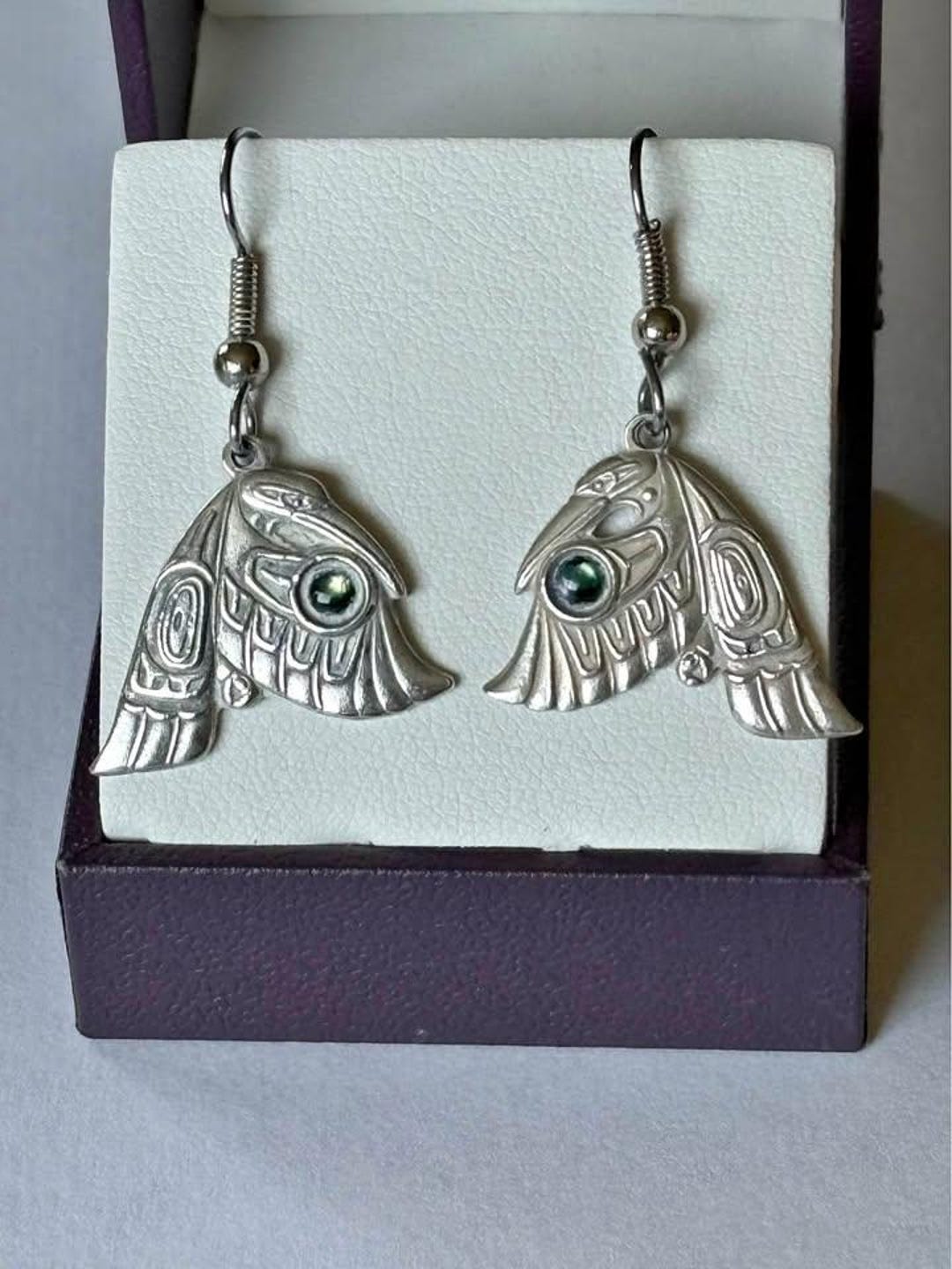 First Nations RAVEN Design Abalone Shell Vintage Earrings by Duri - Etsy