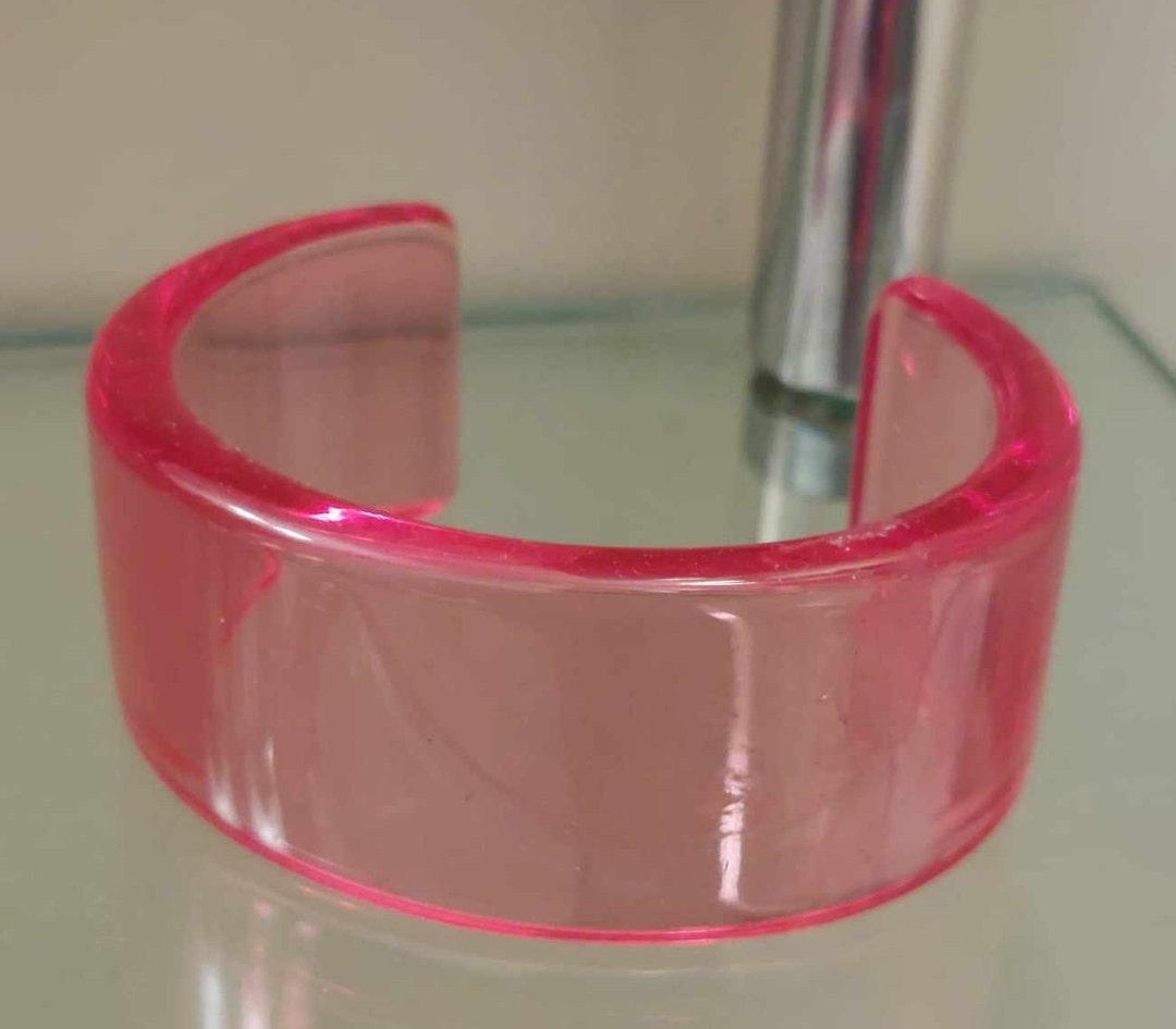 Vintage Pink Wide Plastic Cuff - Etsy