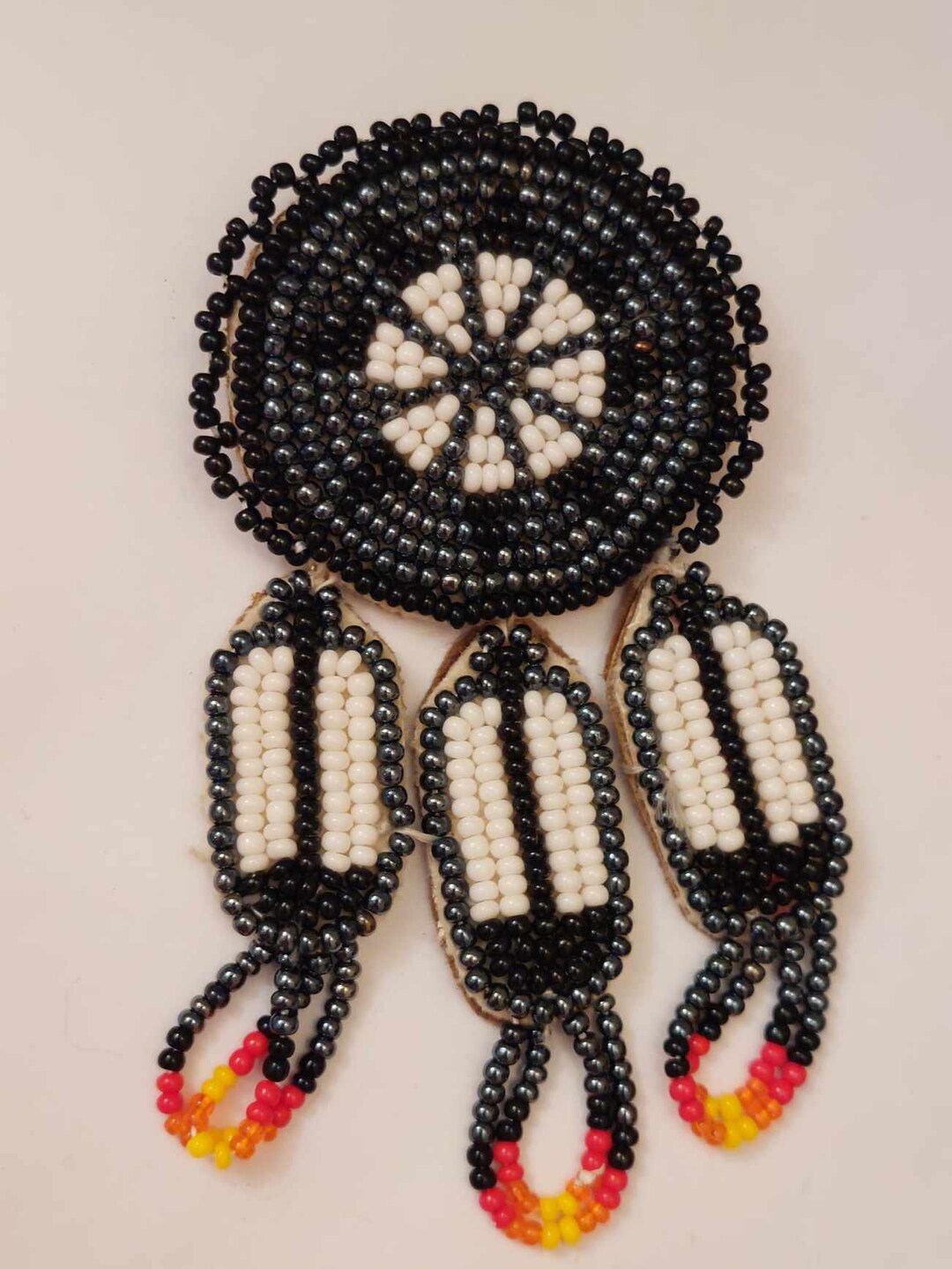 Hand Beaded First Nations Shield Feather Brooch Pin - Etsy