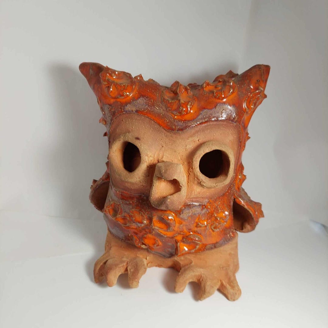 ONE MCM Handmade Clay Owl, Retro 1970, Studio Pottery - Etsy
