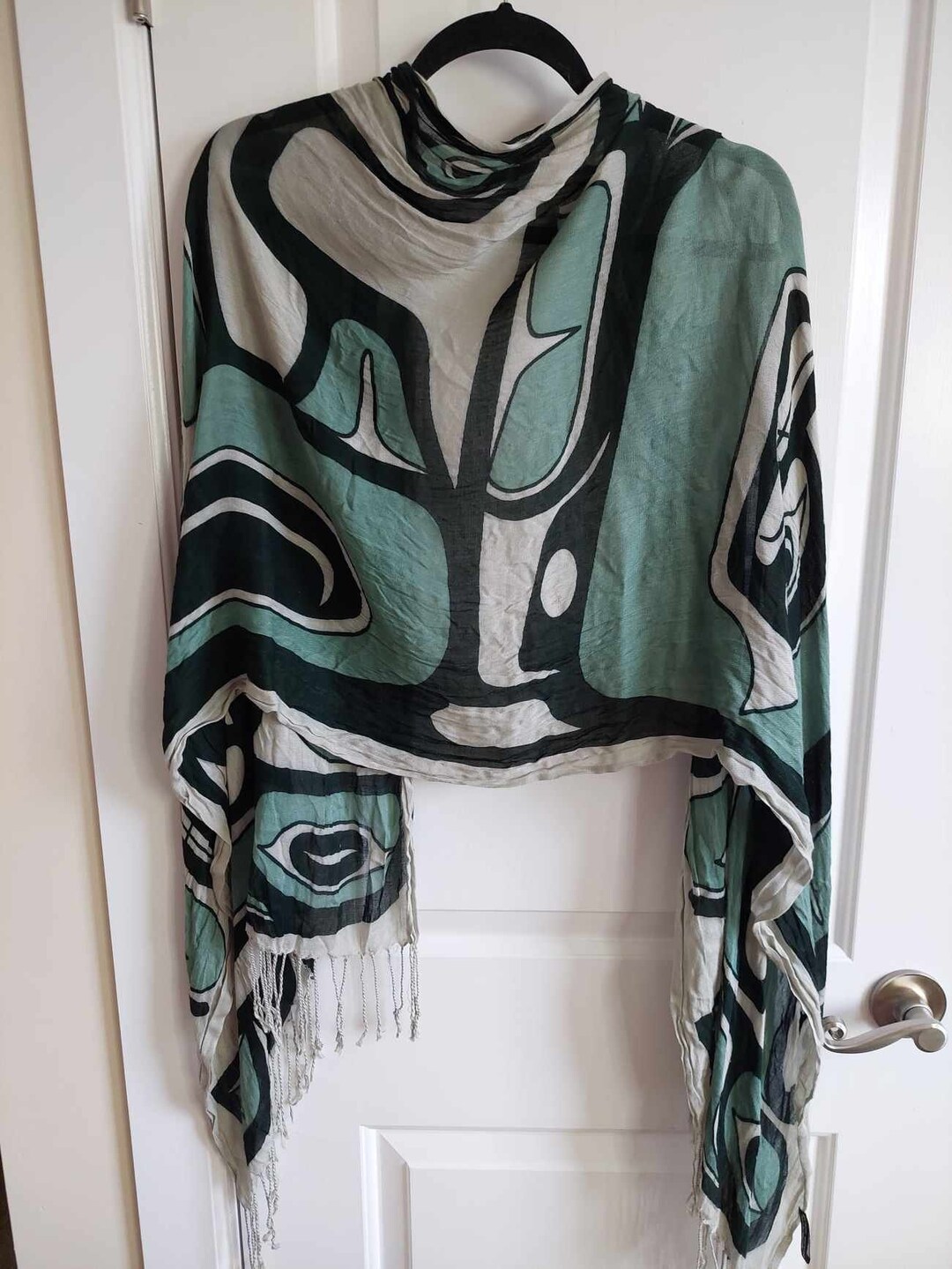 First Nations Native Feather Design Green and White Scarf or Shawl - Etsy