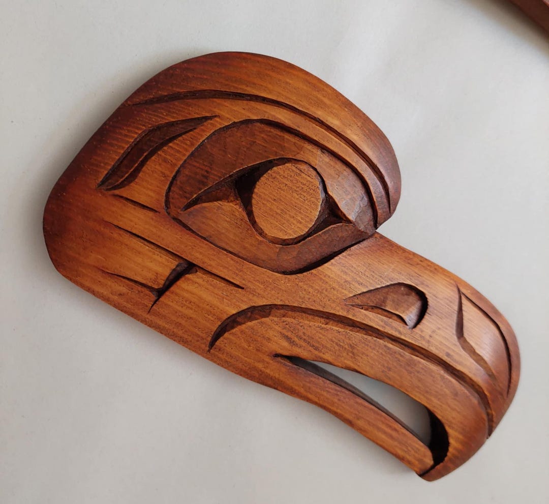 Vintage First Nations Cedar Carved Eagle With Signature ART Charlie, 8. ...