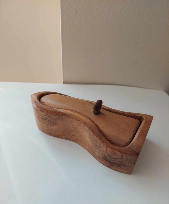 Hand Carved Cedar Small Wood Lidded Container, Artisa… - Gem