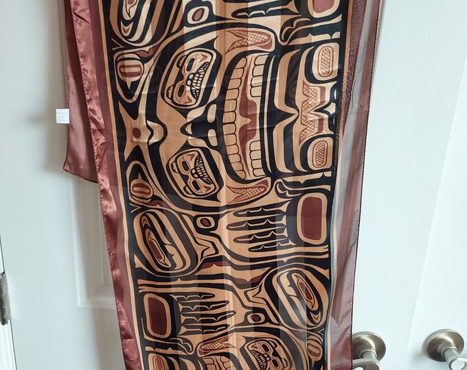 First Nations Native BEAR Design , Brown and Black Scarf - Etsy