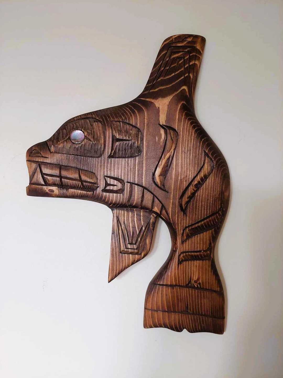 Hand Carved First Nations Native KILLER WHALE Wall Hanging- Made From ...