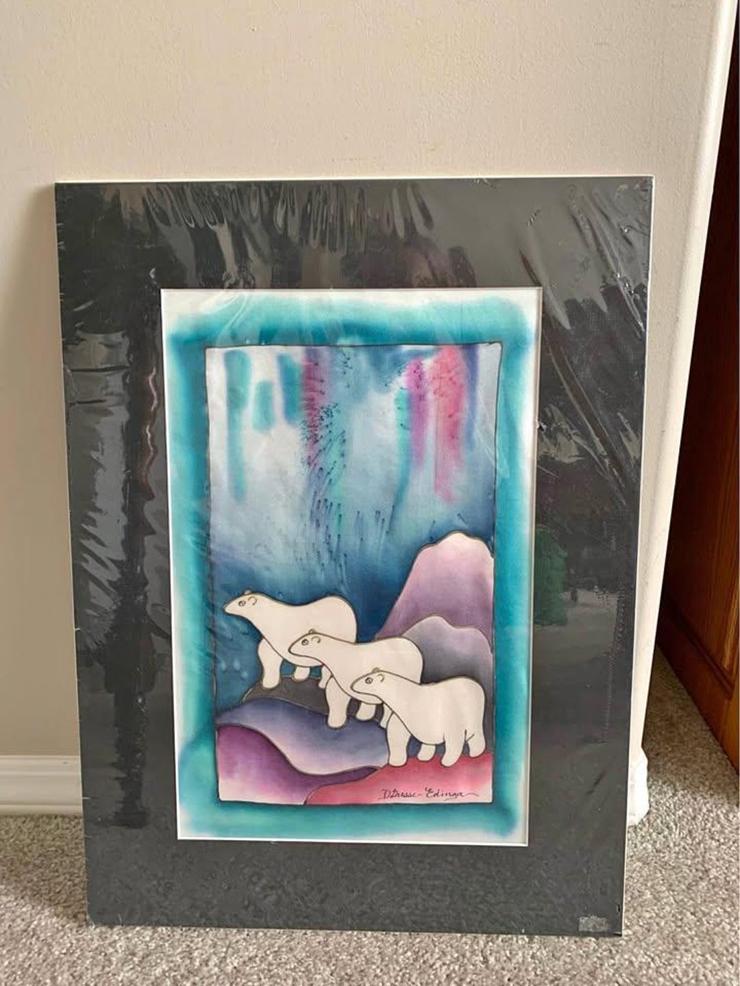 Polar Bears Darcy Gusse-edinga Hand Painted Original Silk Matted ...