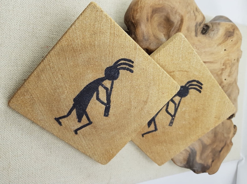 Hopi Vintage Sandstone Square Tile Coasters 4 Inches - Etsy