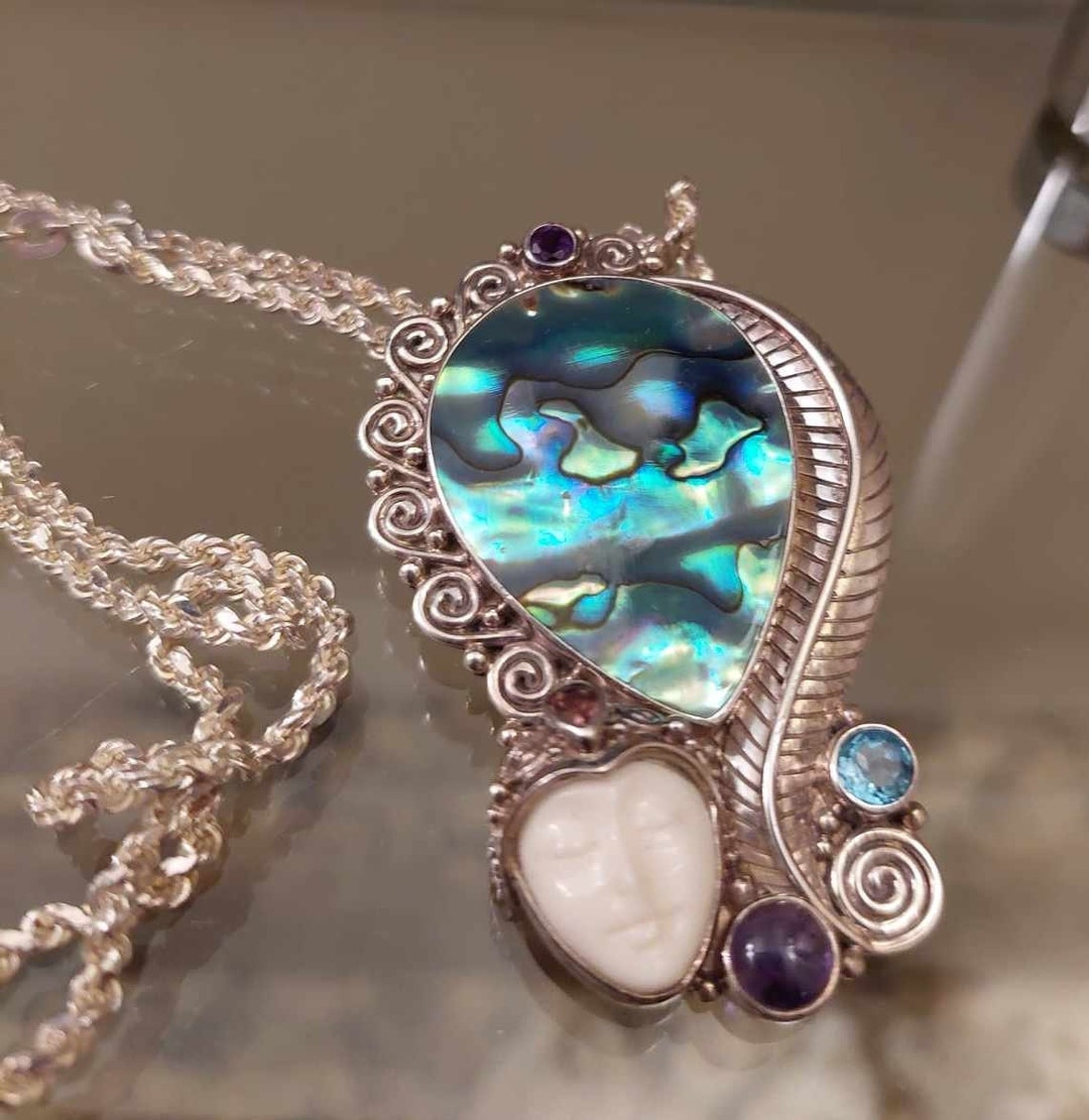 SAJEN Bali Goddess Face Pendant Made in Sterling Silver on Sterling ...