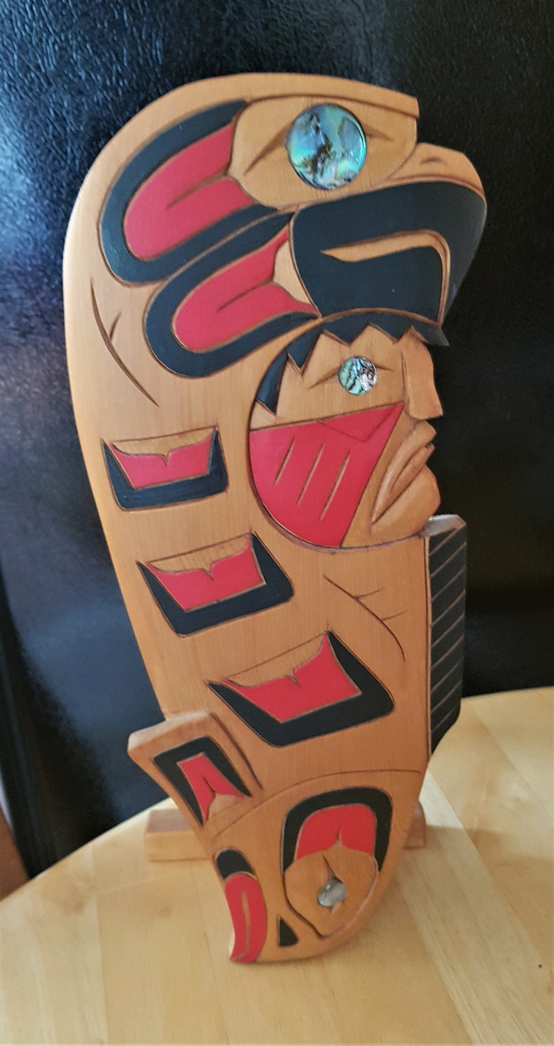 First Nations Eagle Man Inlaid Abalone Shell Carving Signed - Etsy