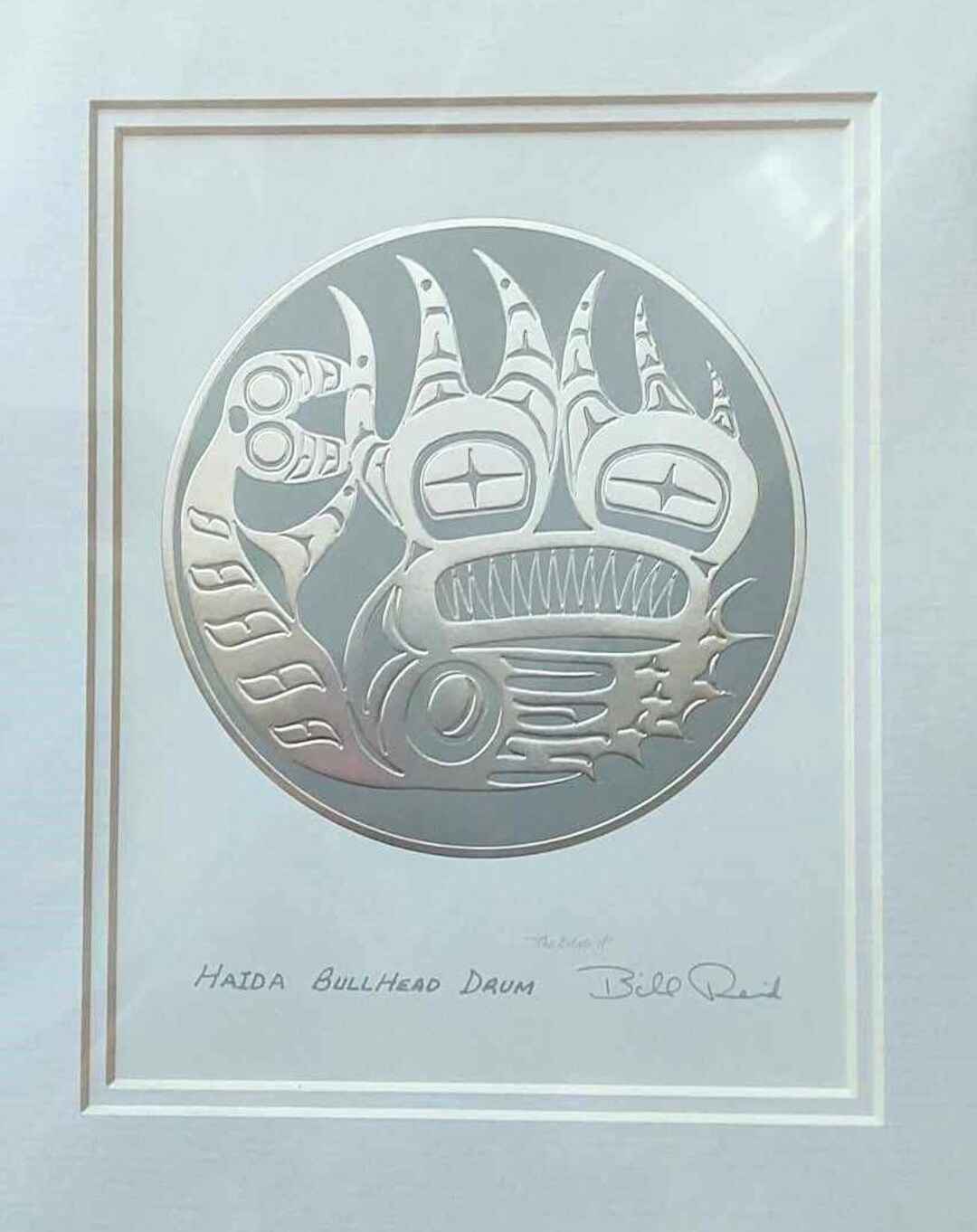 Silver Embossed "haida BULLHEAD DRUM " Matted Art Card by Bill Reid - Etsy