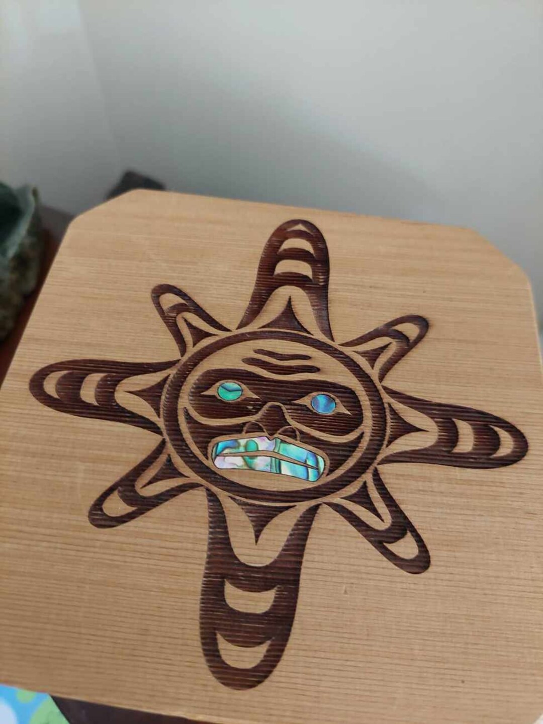 First Nations Carved Sun Lidded Cedar Box With Abalone Inlay - Etsy