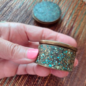 Vintage TURQUOISE Stone Inlay SET - Etsy