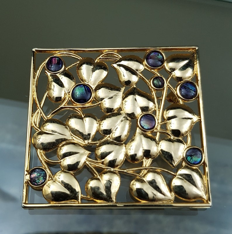 Vintage Inlaid Abalone Shell DURI Brooch Gorgeous Large | Etsy