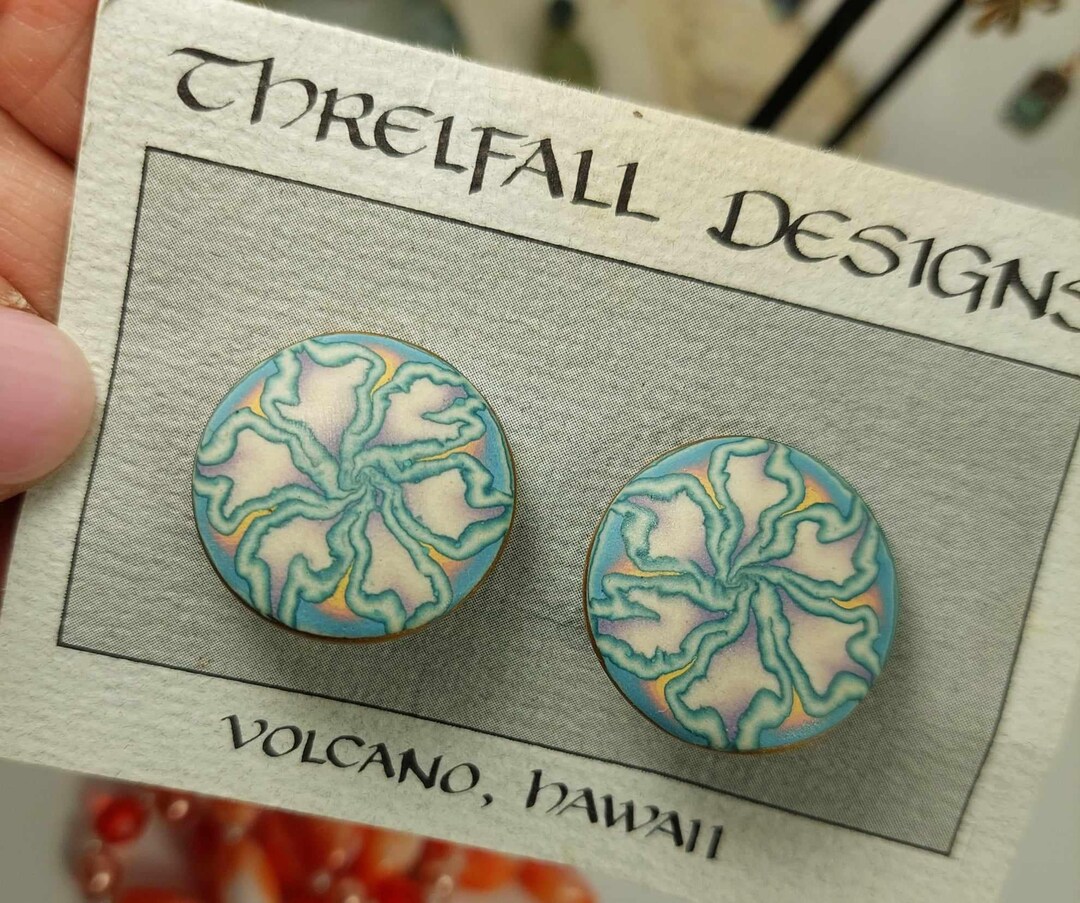 Vintage Hawaiin Volcano Porcelain Hand Made Clip on Earrings - Etsy