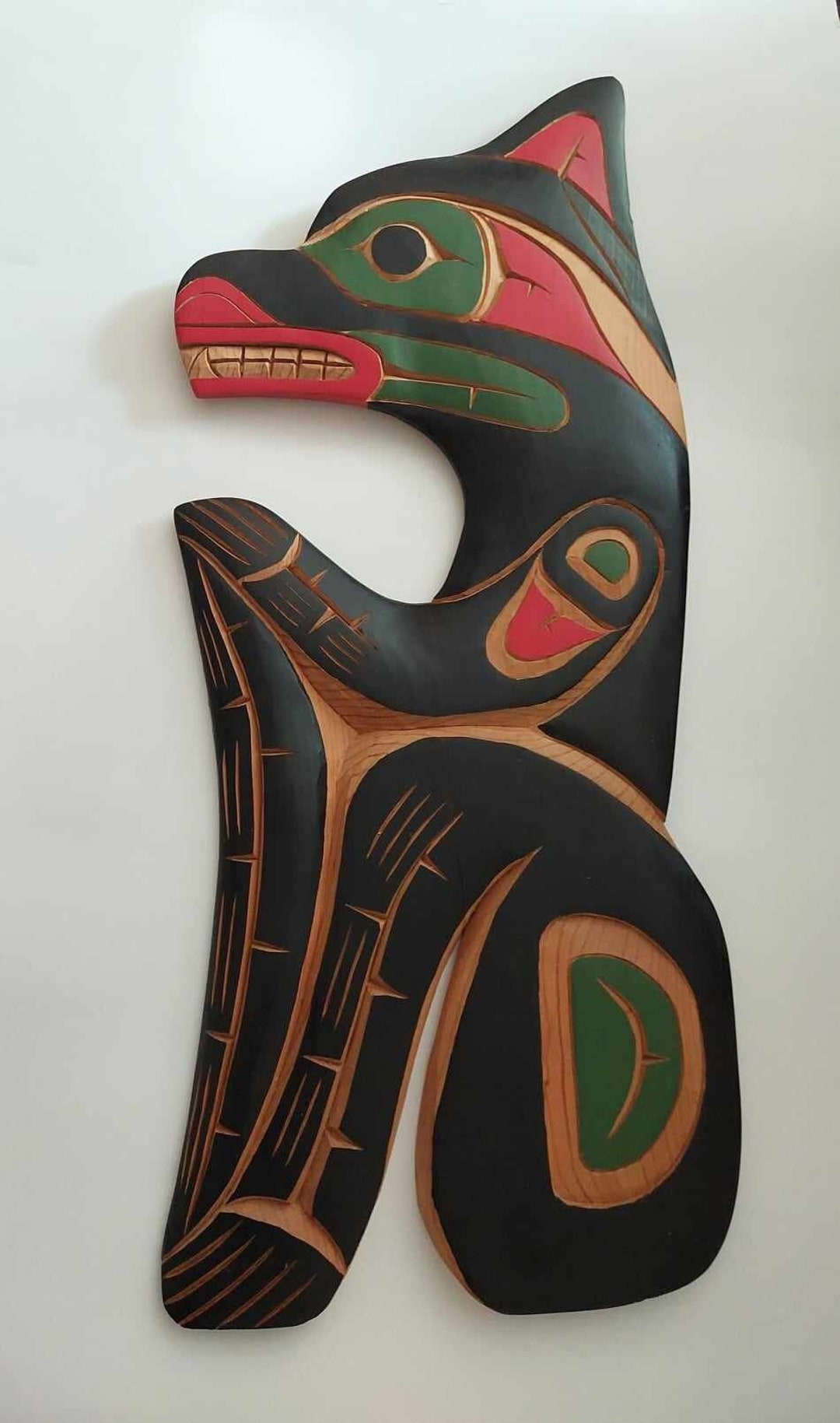 First Nations WOLF Painted Carving Signed 1994 - Etsy