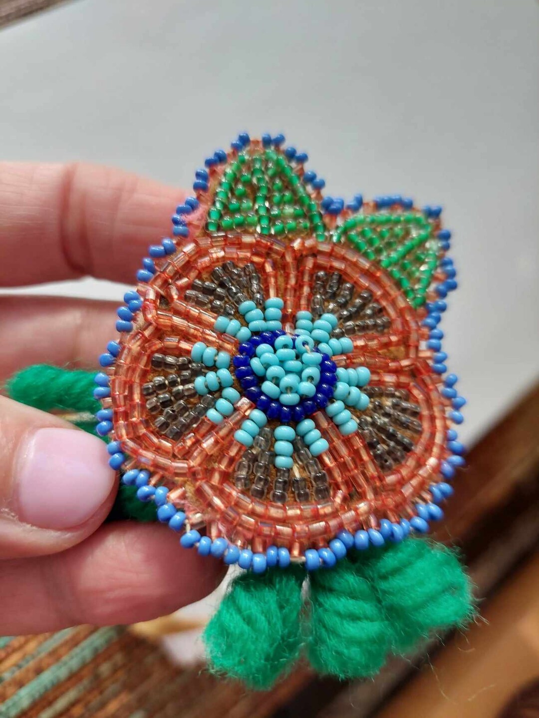 Vintage Yukon Hand Beaded First Nations Leather Flower Necklace - Etsy