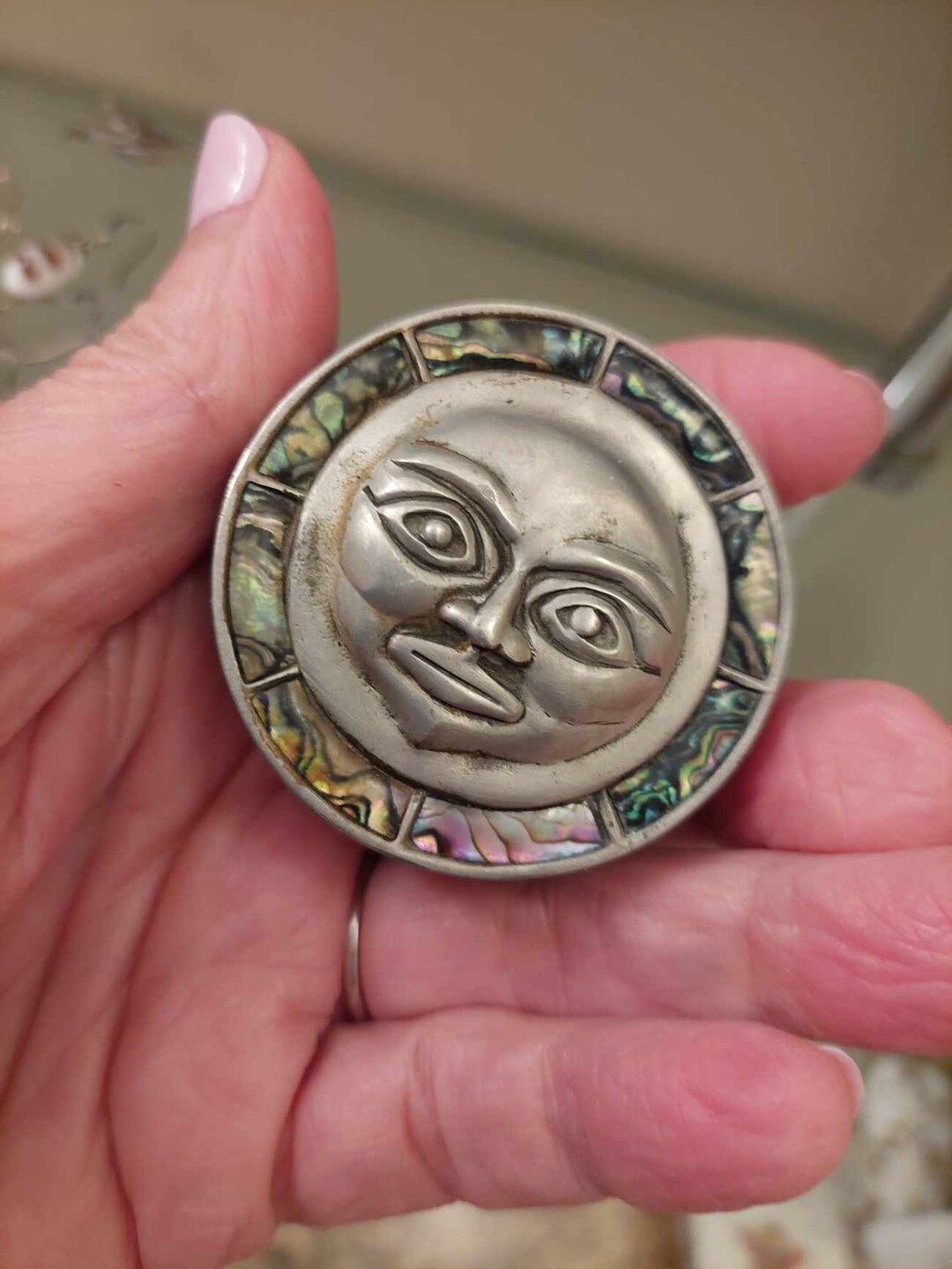 BOMA First Nations MOON Inlaid Ablaone Shell Carved Design Lidded ...