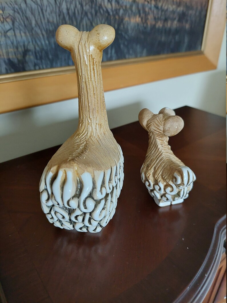 Sculpture Mom and Baby Alpaca Solid Clay Animals Figurines Art ...