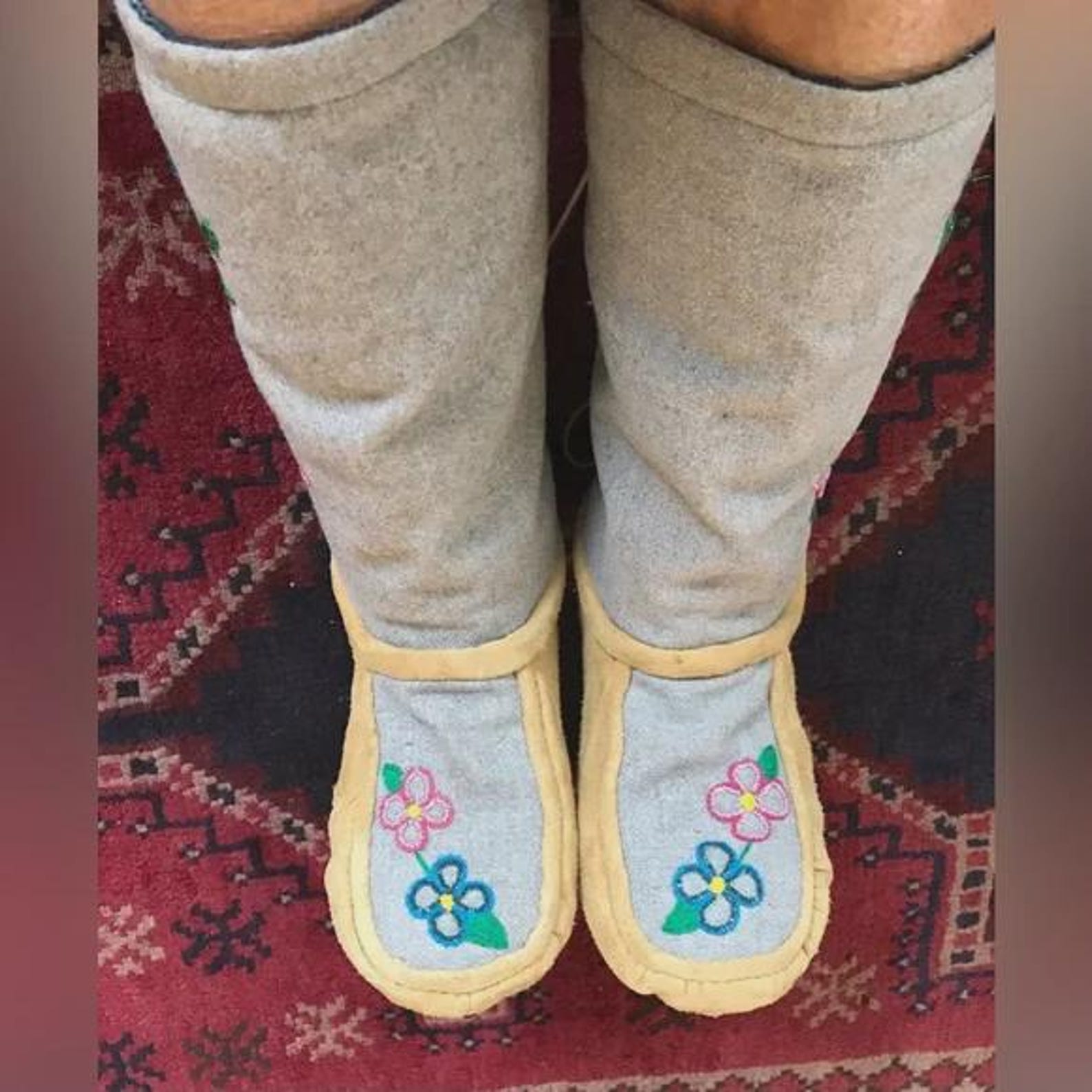 Handcrafted Hide & Wool Beaded Lined Indigenous Mukluk Northern Alberta ...