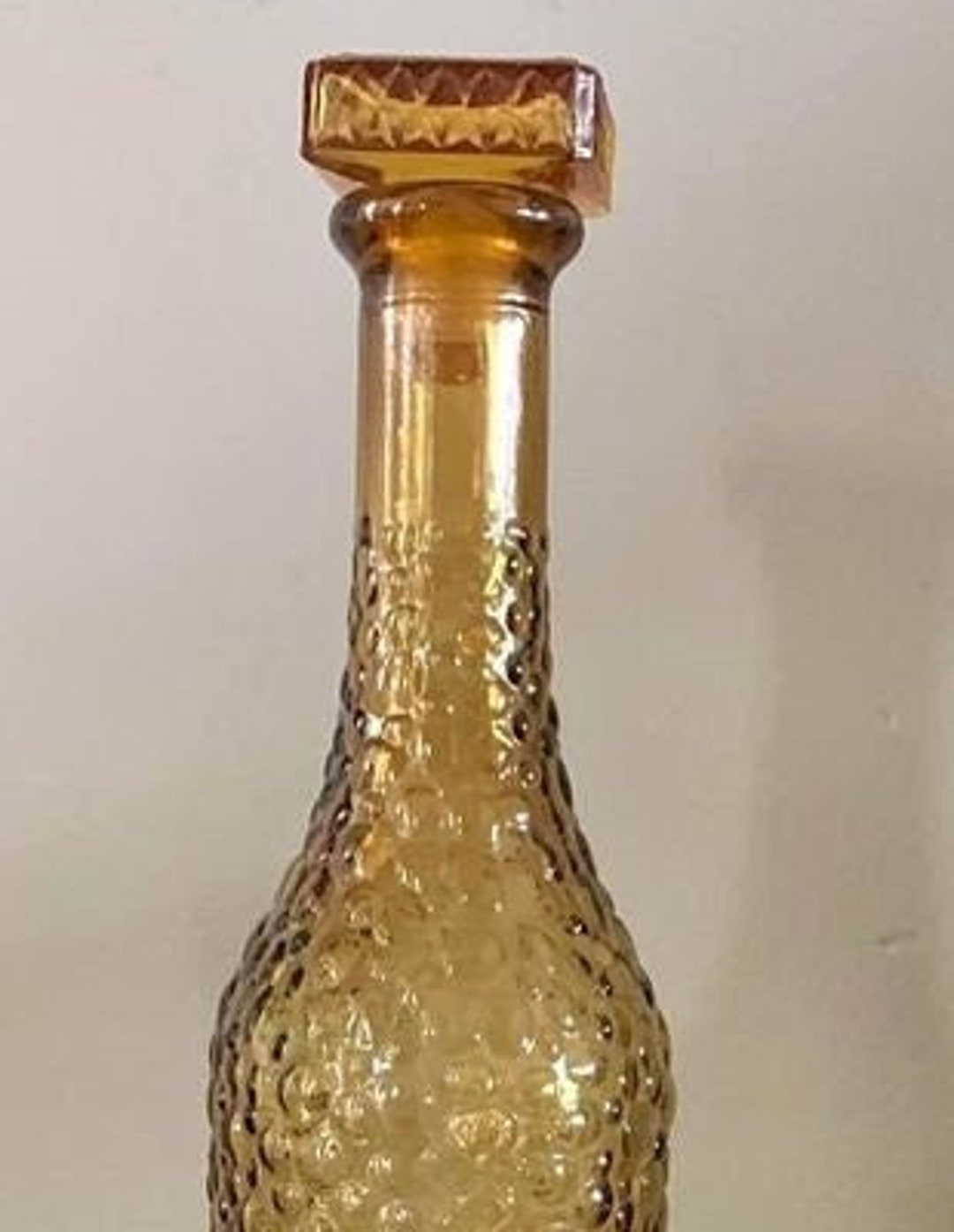 Jeannie Bottle Amber Bubble Design Italian Made Tall Lidded Glass Bottle Etsy
