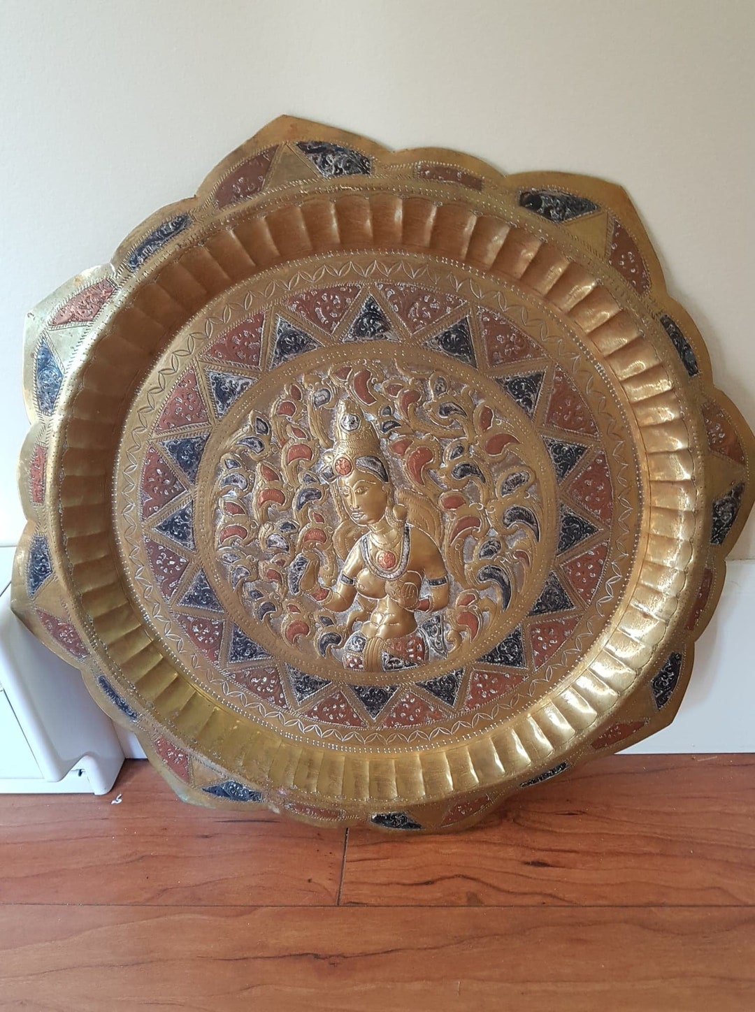 Vintage Copper, Brass Plate, Goddess, Middle Eastern Plate, Wall ...