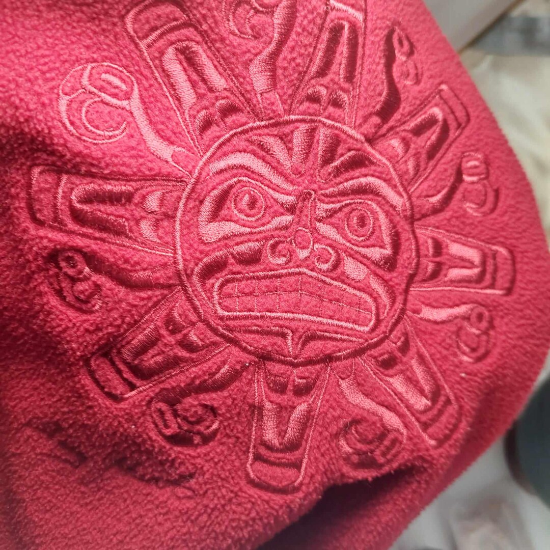 Vintage Red First Nations SUN Desgin Fleece Poncho by Tony Hunt - Etsy