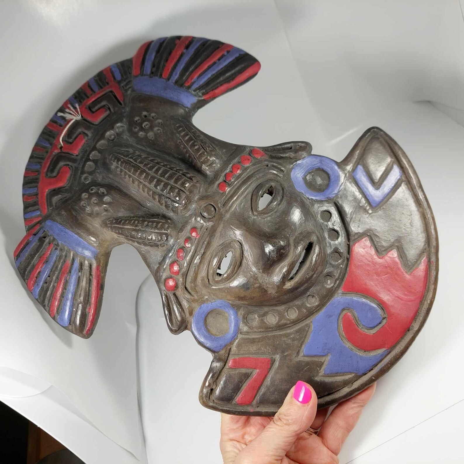 12 Inch MEXICO Carved Clay Maya Mask From Yucatan Mexico ,traditional ...