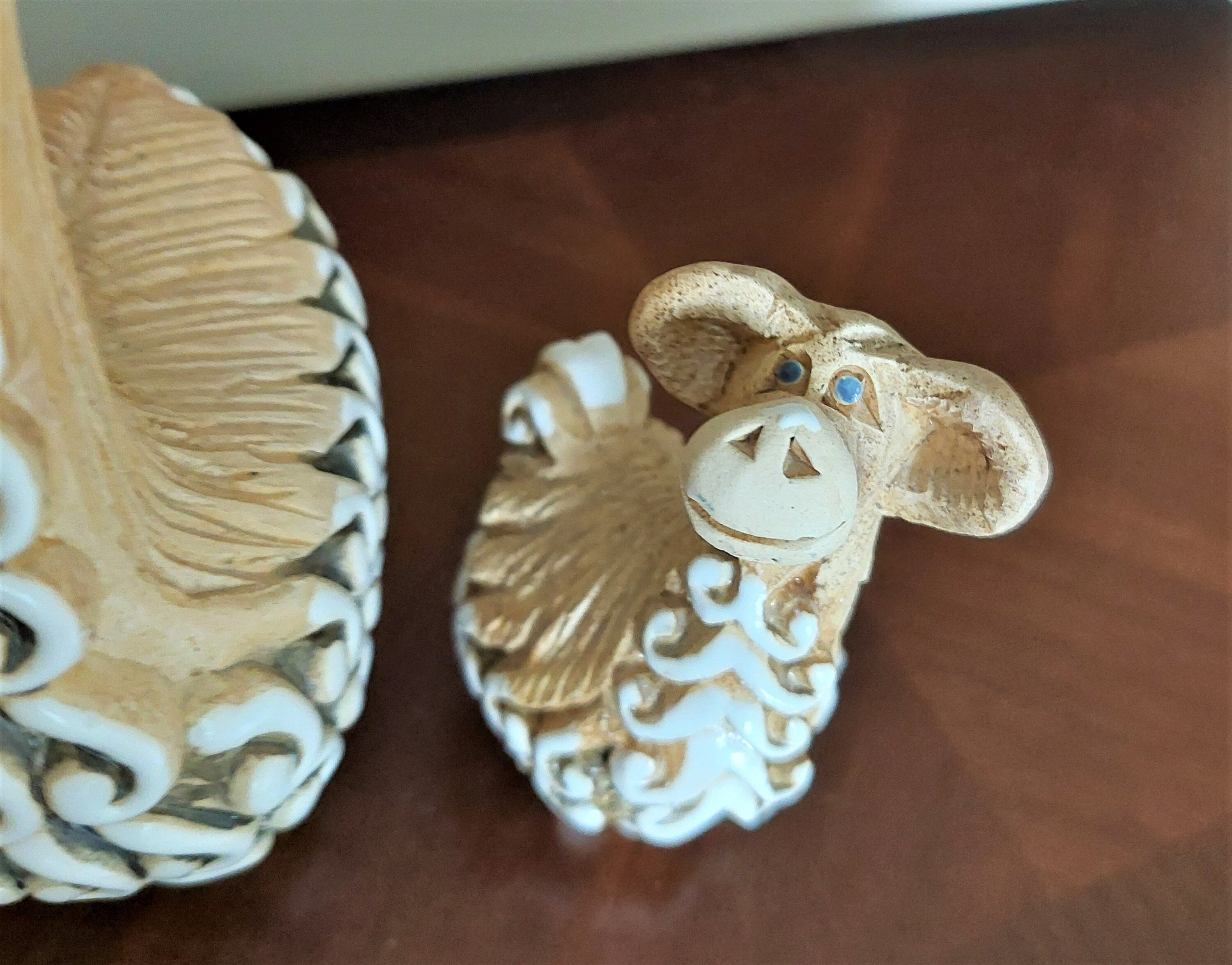 Sculpture Mom and Baby Alpaca Solid Clay Animals Figurines Art ...