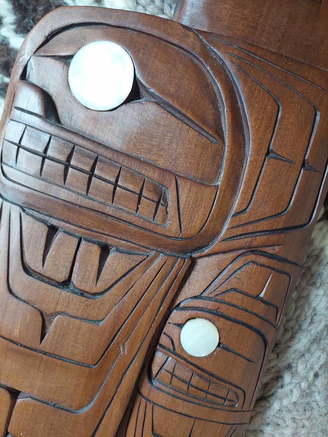 42 Inches First Nations Cedar LARGE Vintage Carving, Signed AT, British ...
