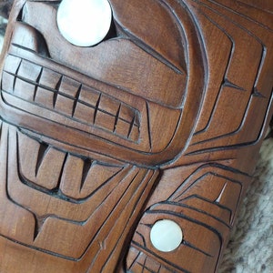 42 Inches First Nations Cedar LARGE Vintage Carving, Signed AT, British ...