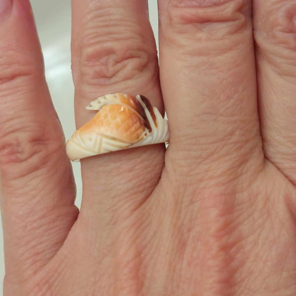Carved Shell Ring - Etsy