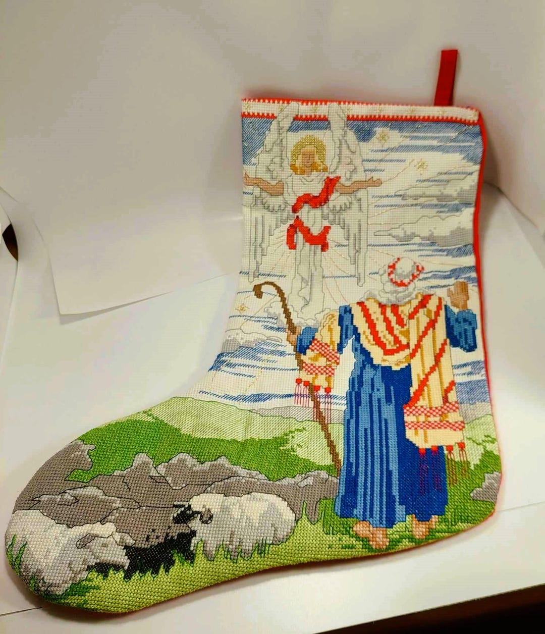 The Good SHEPARD Vintage Cross Stitch HAND MADE Large Stocking - Etsy