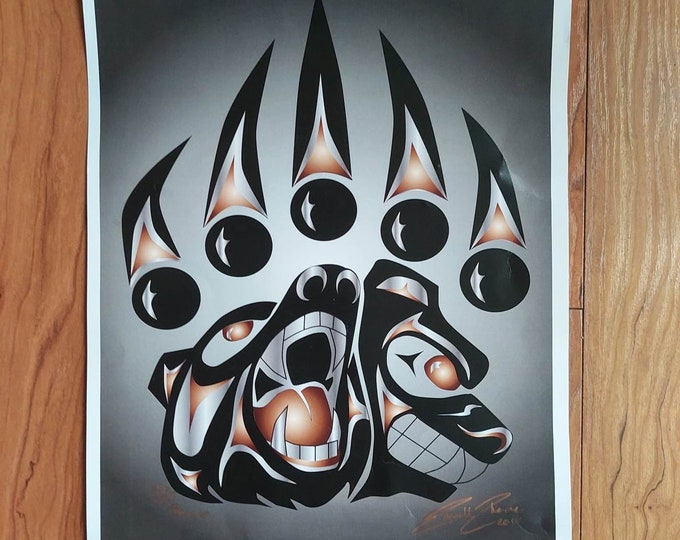 First Nations Bear, Wolf Copper Black Signed Print - Etsy Canada