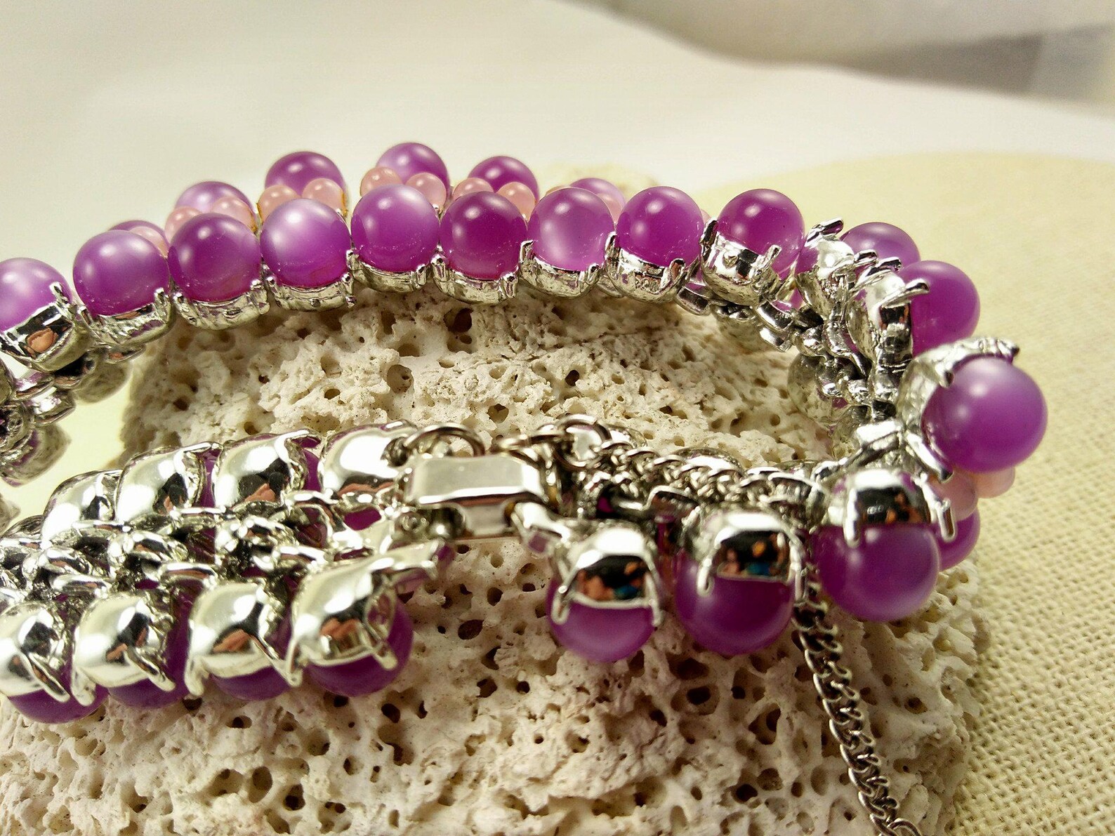 Vintage Purple Pink Moon Glow Link Bracelet - Etsy