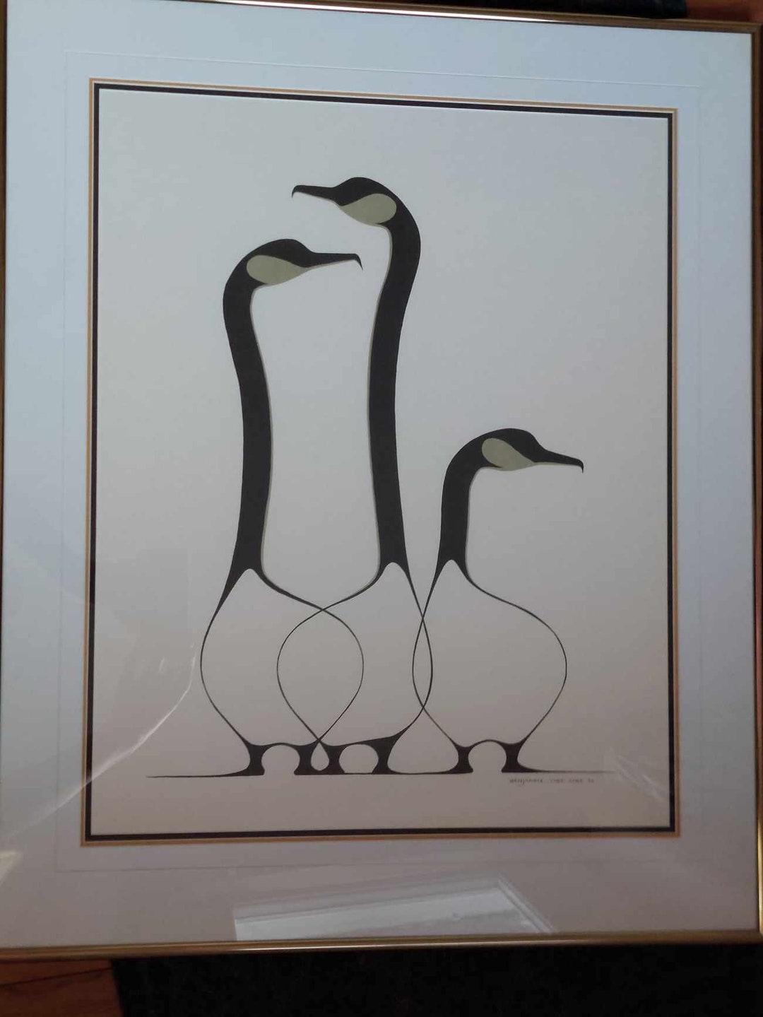 LARGE Vintage SIGNED FRIENDS Benjamin Chee Chee (1974 )wood Lands ...