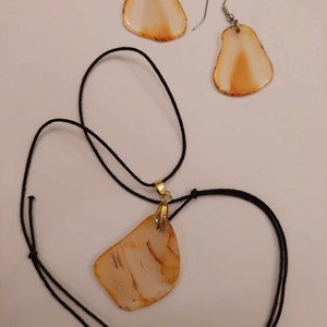 Vintage Agate Stone SET Pendant Necklace and Earrings - Etsy