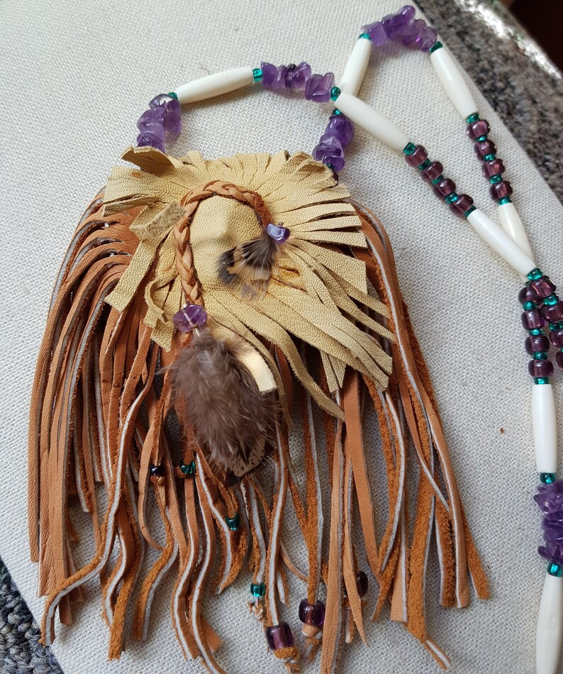 First Nations Chief Native American Leather Shamans Necklace | Etsy