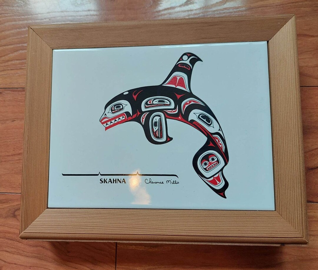Vintage Hand Painted Tile KILLER WHALE Haida Native Cedar Box - Etsy