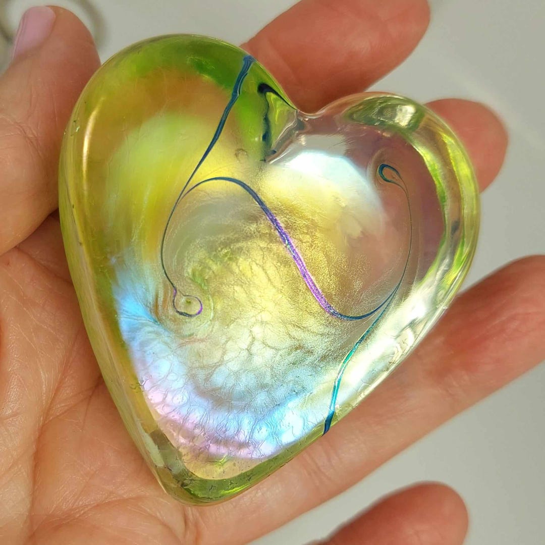 HELD Light GREEN Swirl Design Heart Robert Held, Iridescent Heart ...