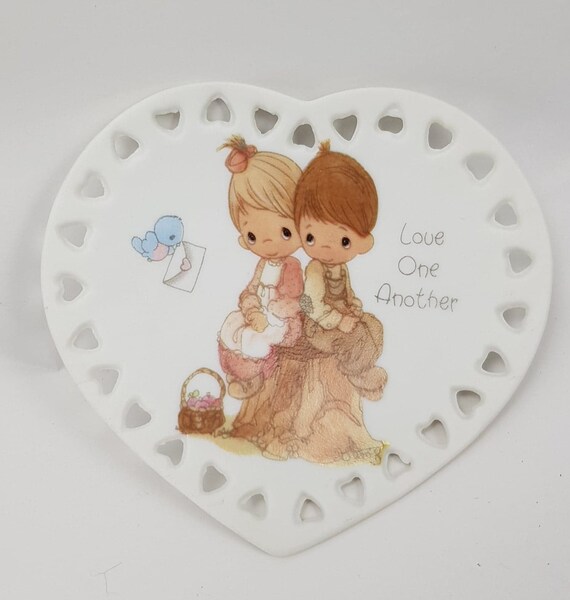 Precious Moments love One Another vintage Small Heart Plate - Etsy
