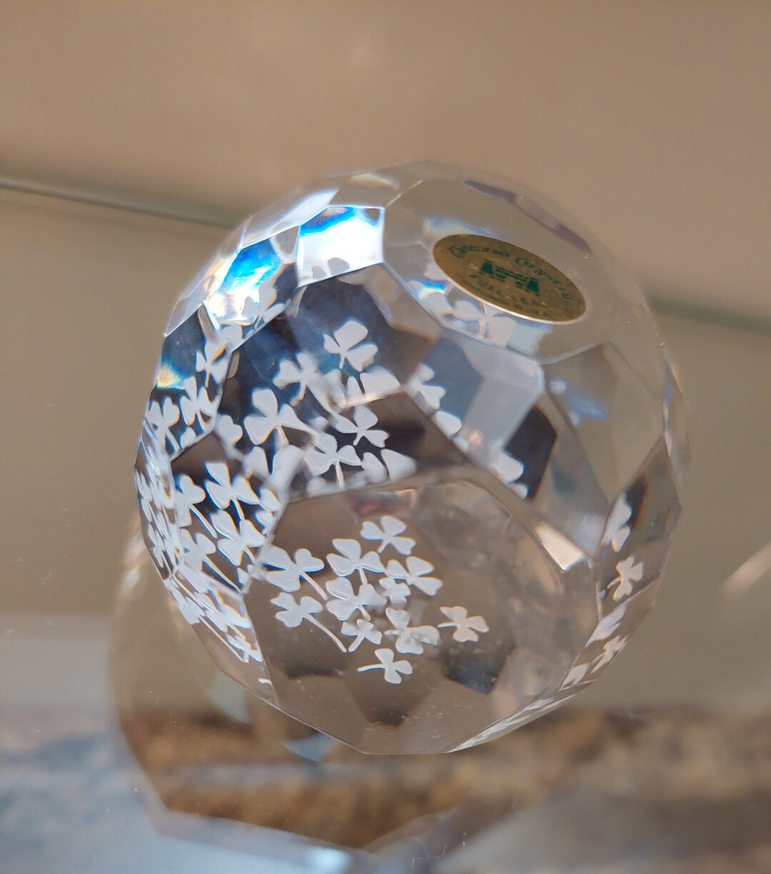 Clover Leaf Faceted Lead Crystal Paperweight, Signed Tyrone in Northern ...