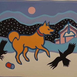 Vintage Ted Harrison ORIGINAL Signed Print, 1987 Numbered Snowdog - Etsy