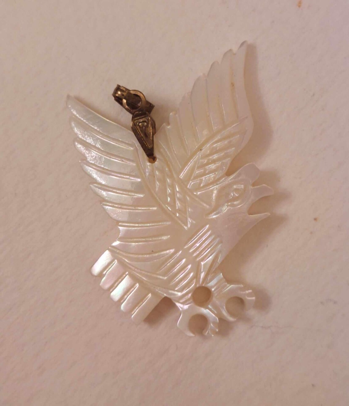 Vintage Carved MOP Shell Flying Eagle Pendant - Etsy