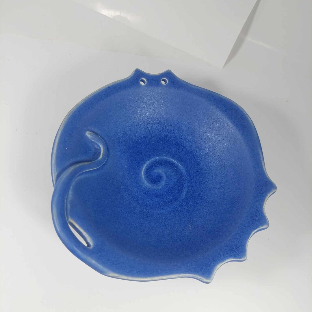Cat Dish ,nora Lewin Studio Pottery Blue CAT Bowl, Signed - Etsy