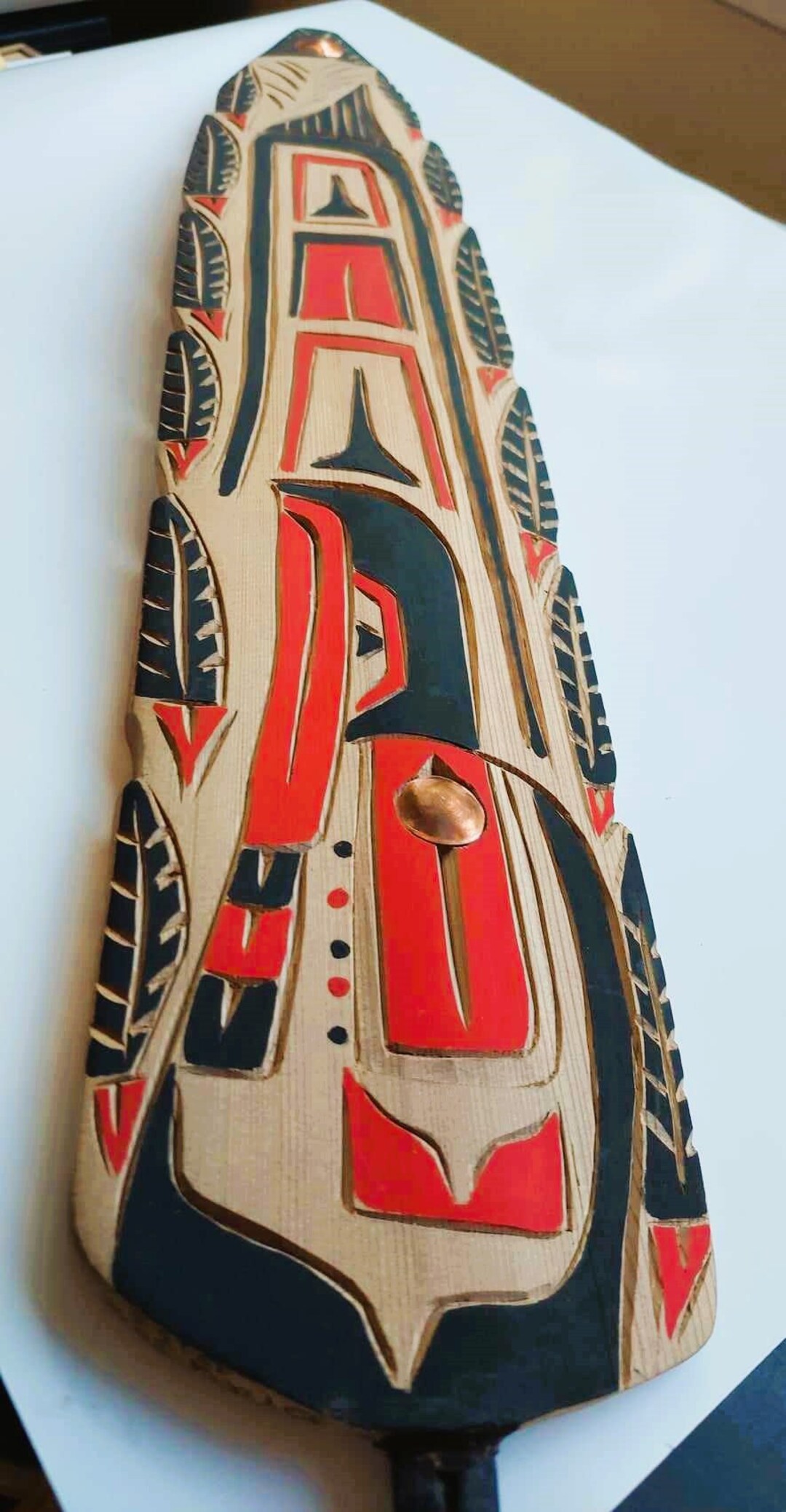 First Nations Art EAGLE Feather 2 Sided Painted Carving, SIGNED, Brad ...