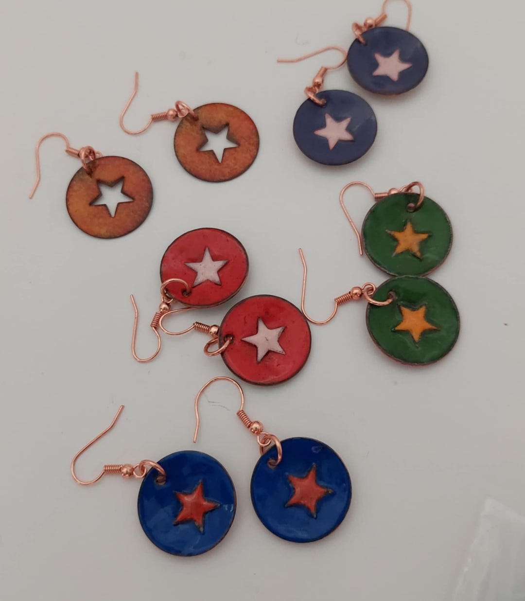 CHOSE ONE Vintage Enamel Mod Star Disc Earrings, NEW Artisan Made ...