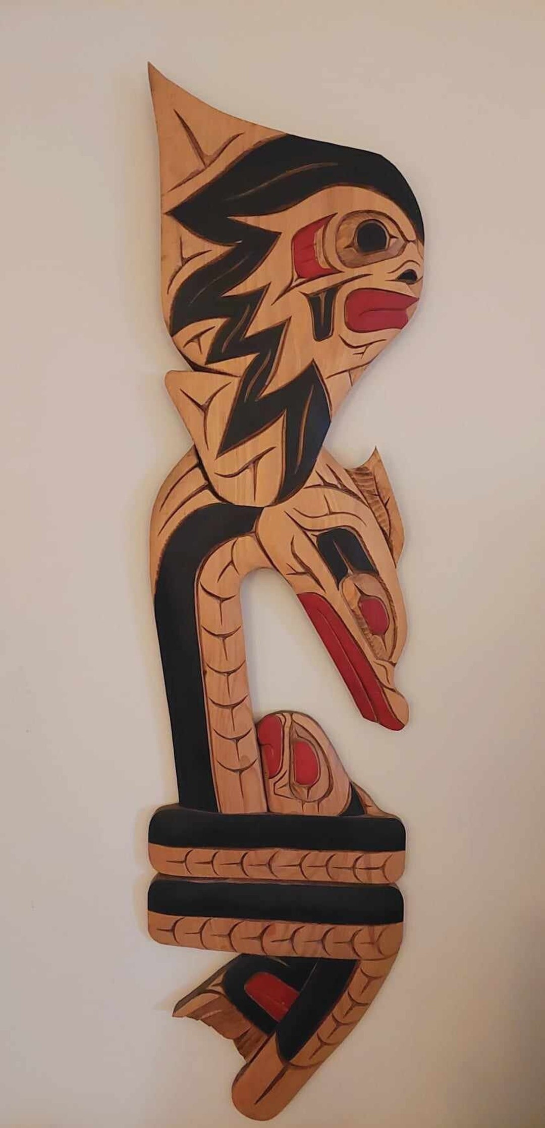38 Inch Large Vintage First Nations Sea Serpent and Salmon Cedar ...